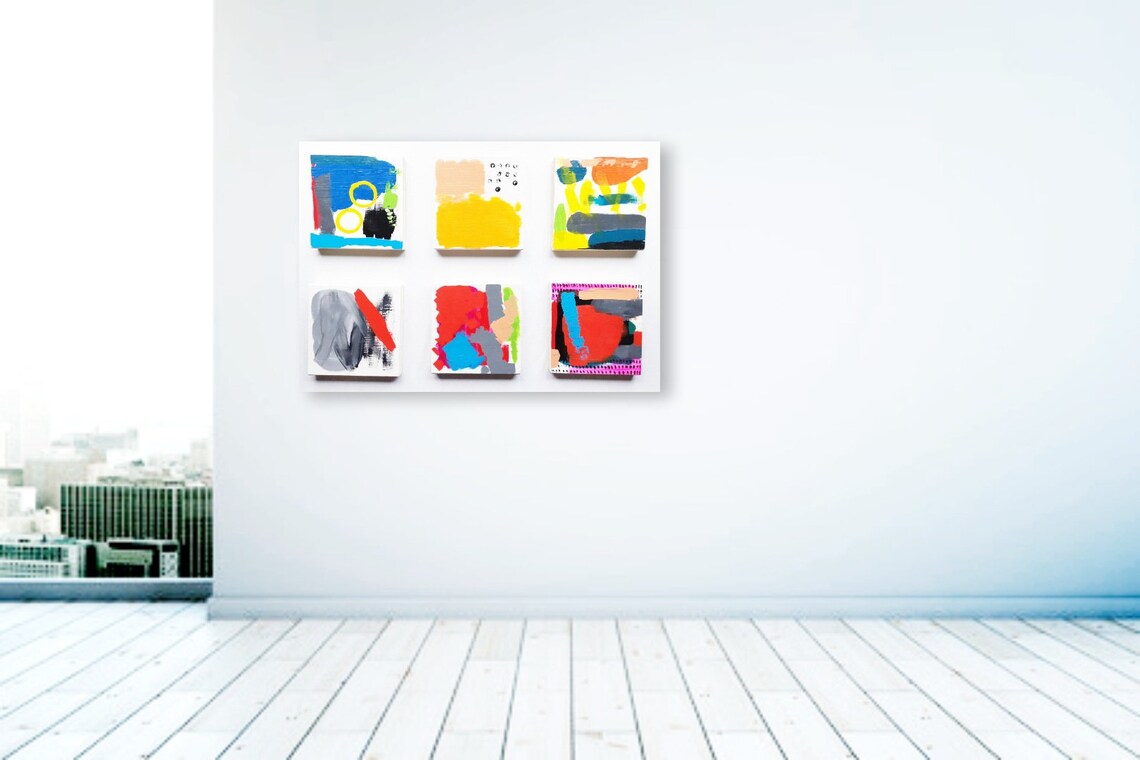 Original Painted Wood Block Wall Art Abstract Painting - Etsy