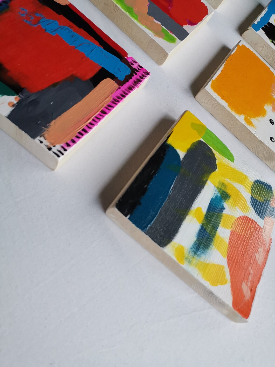 Original Painted Wood Block Wall Art Abstract Painting - Etsy