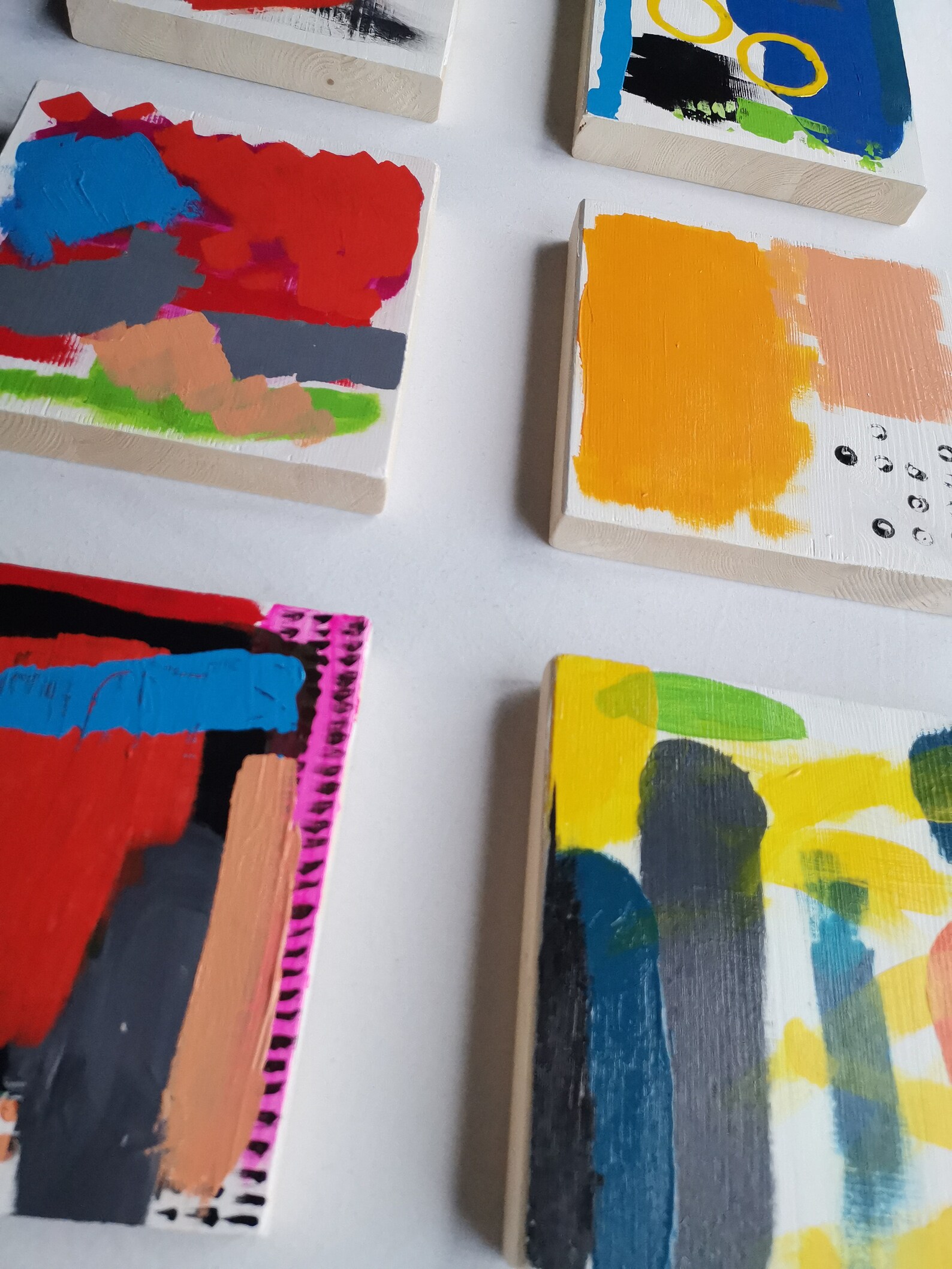 Original Painted Wood Block Wall Art - Abstract Painting Modern Wall ...