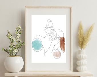 Abstract Couple Line Art, Love Print, Couple One Line Drawing, Man and ...