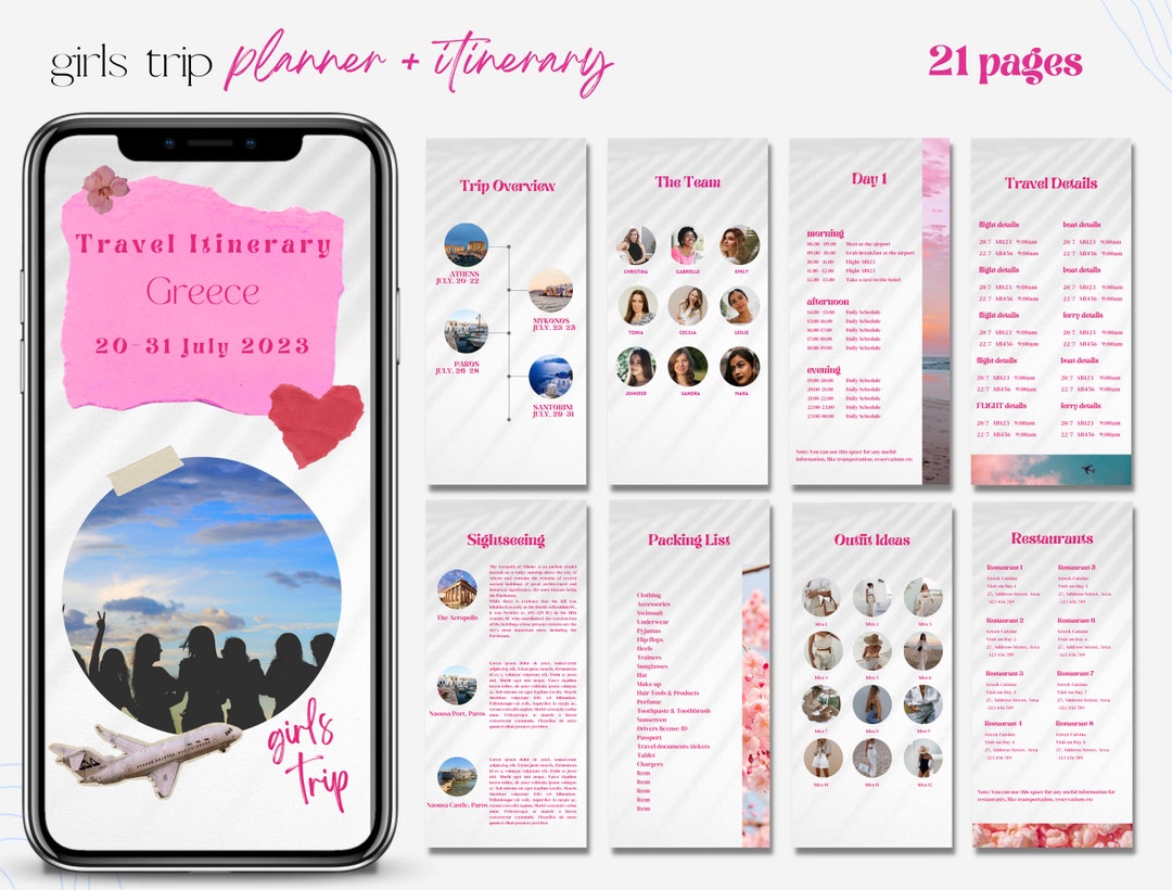 Girls Trip Itinerary Template Travel Itinerary, Weekend Itinerary ...