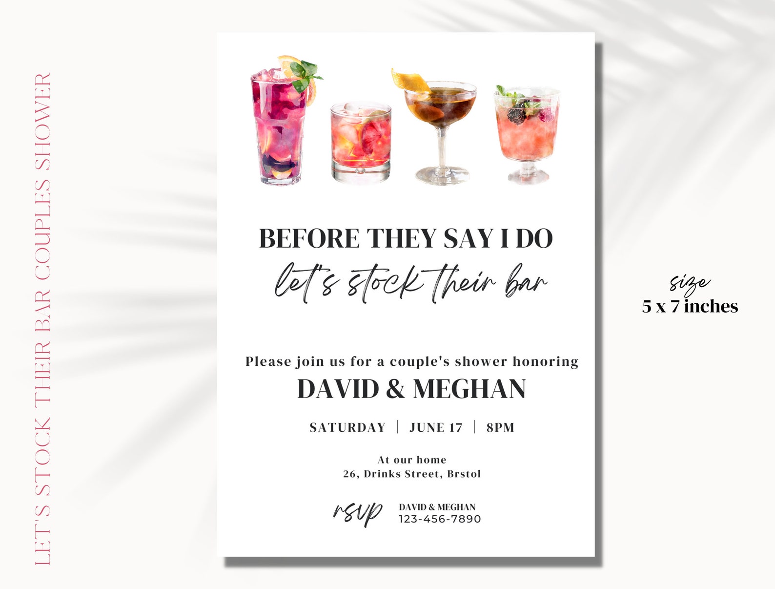 Stock the Bar Shower Invitation Template: Couples Shower, Editable ...
