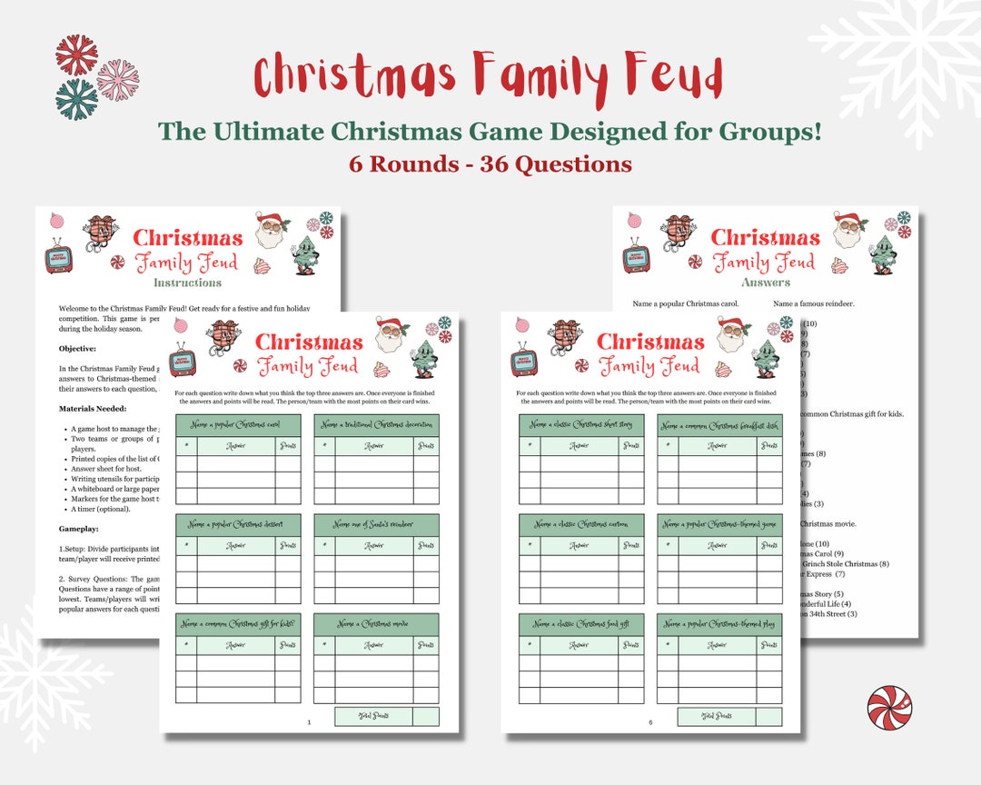 Christmas Family Feud Game, Holiday Family Feud Game, Christmas Trivia ...