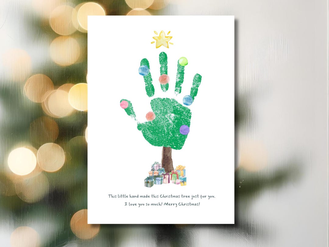 Christmas Tree Handprint Art, Printable Craft, DIY Holiday Gift ...