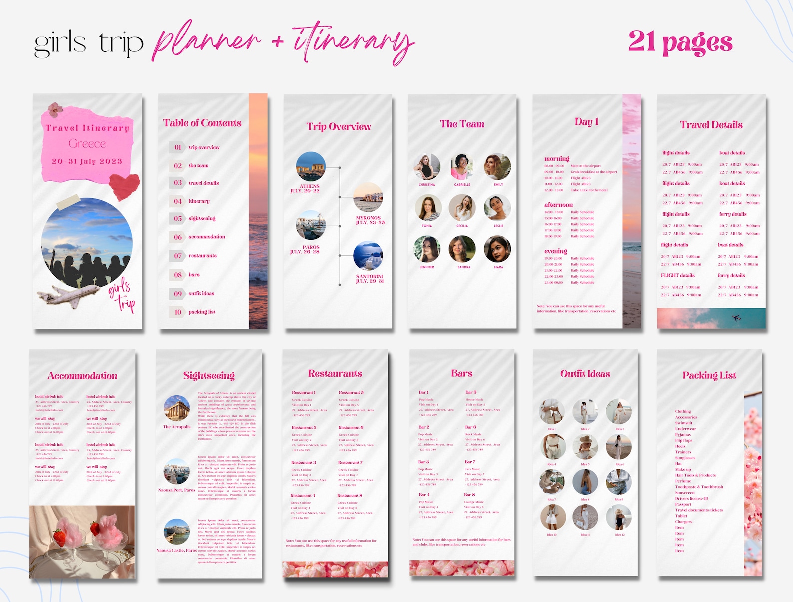 Girls Trip Itinerary Template Travel Itinerary, Weekend Itinerary ...