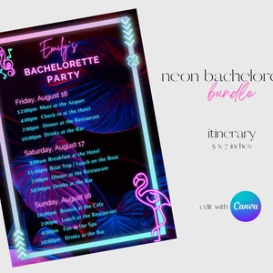 Neon Bachelorette Party Invitation and Itinerary Neon Colors ...