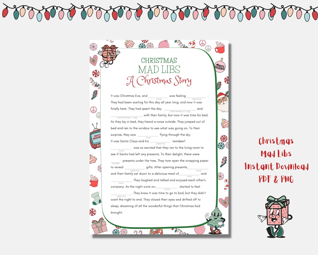 Christmas Game Printable, Christmas Mad Libs, Christmas Game Instant ...