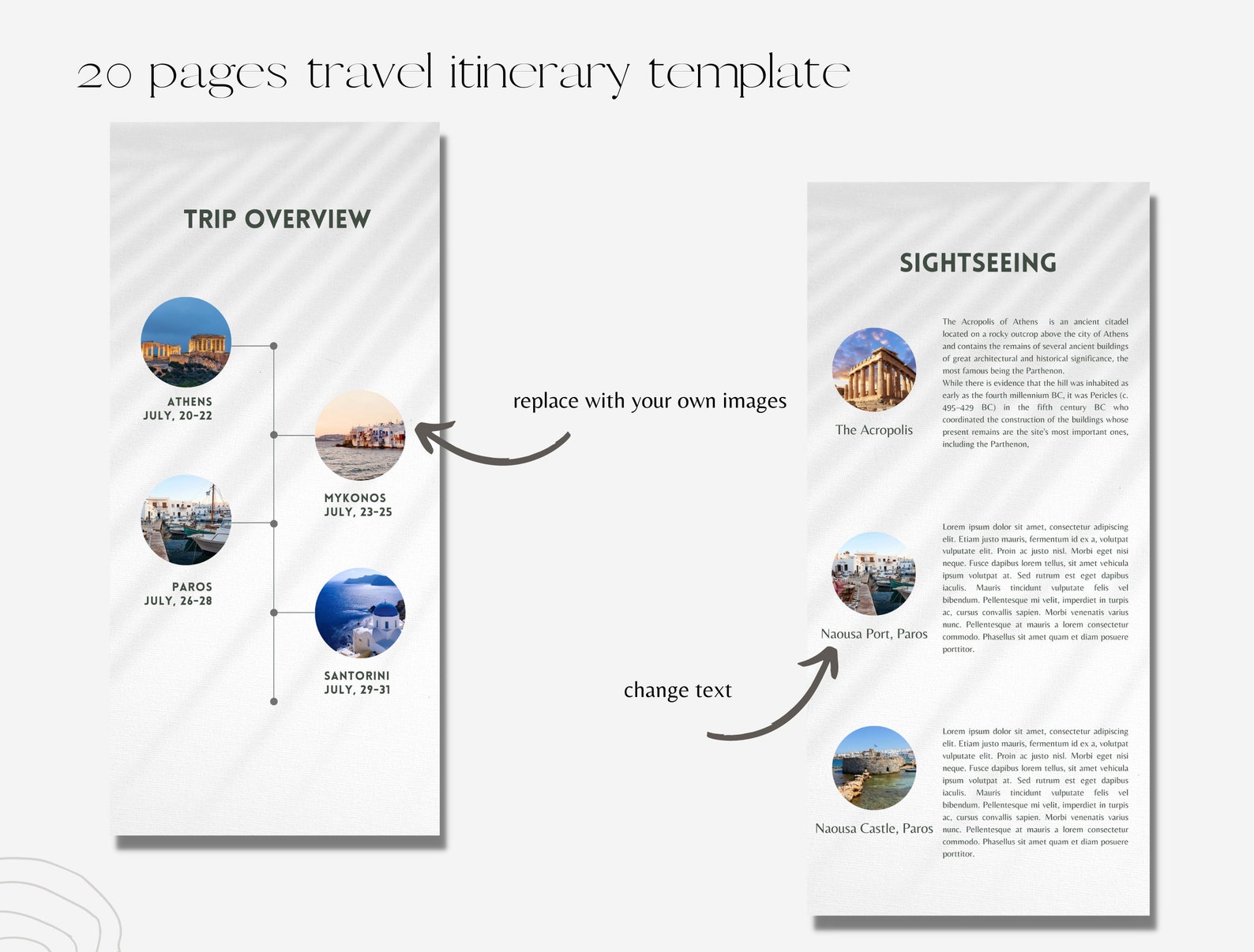 Travel Itinerary Mobile Template Minimalist Digital Travel Itinerary ...