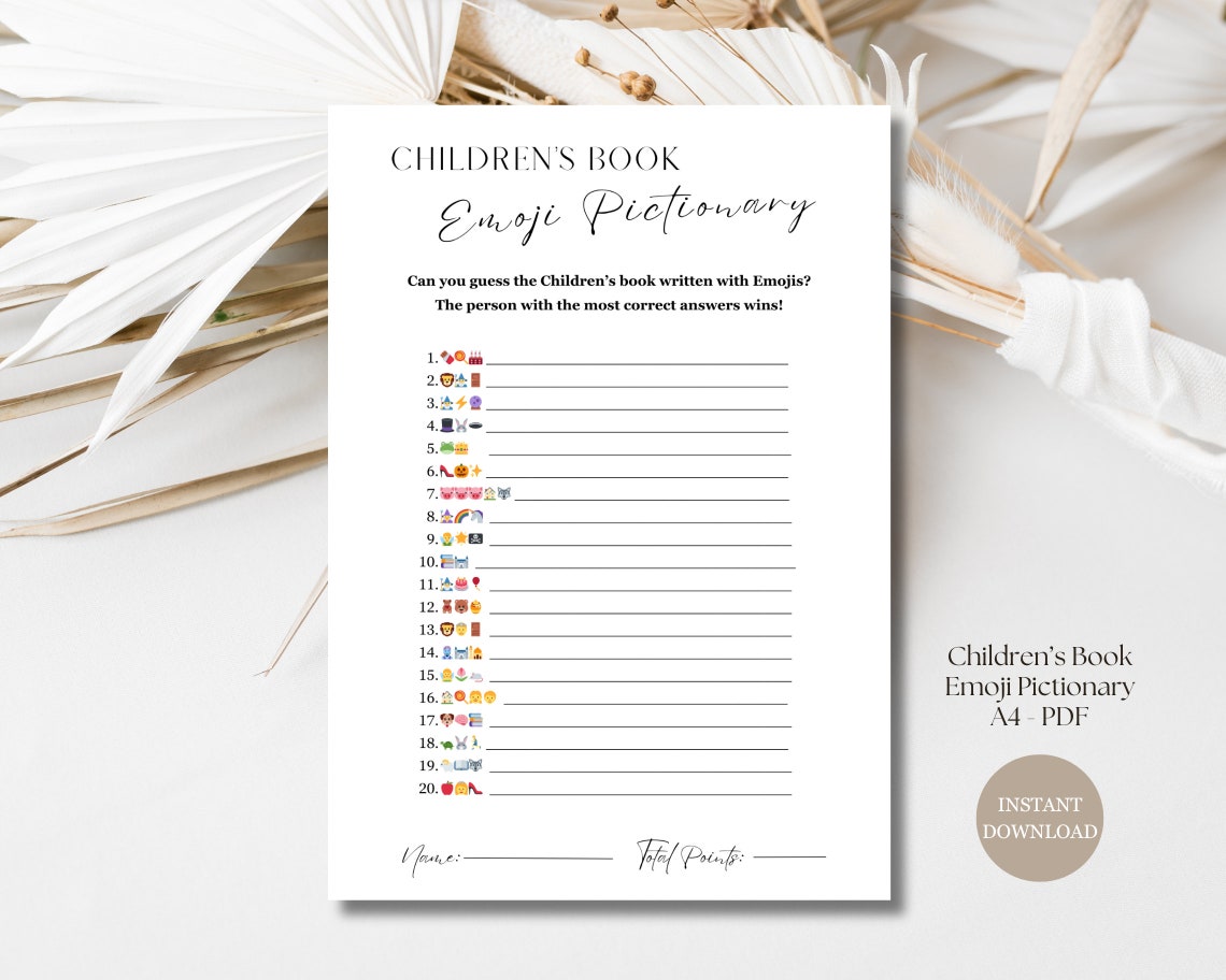Baby Shower Children's Book Emoji Pictionary Game (PDF) - Etsy