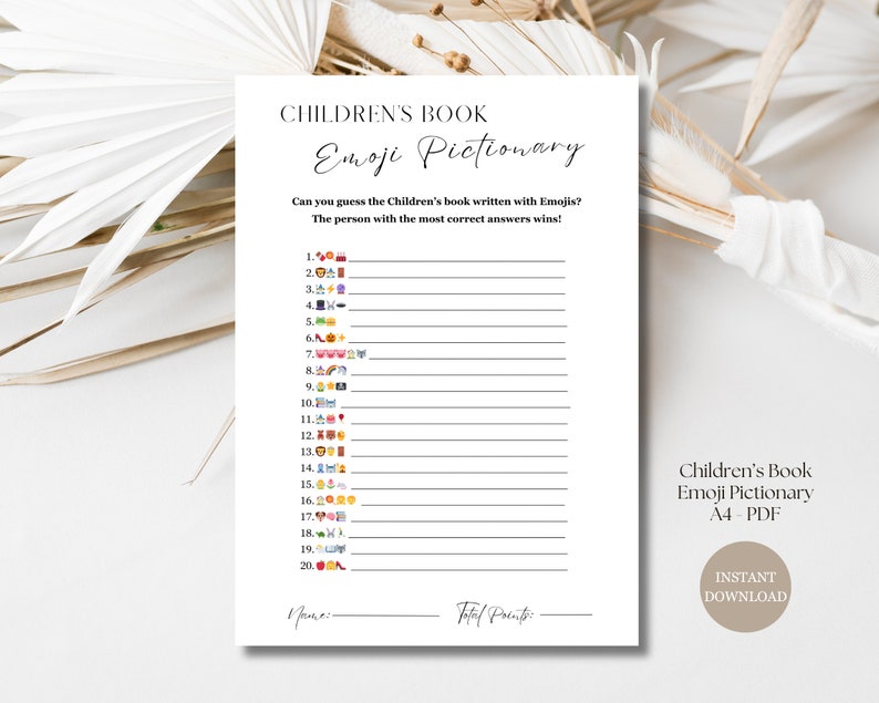 Baby Shower Emoji Pictionary Children's Book Game PDF, Baby Emoji Game ...