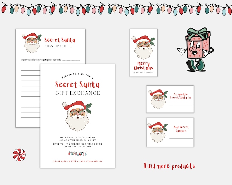Secret Santa Questionnaire for Coworkers and Teachers, Secret Santa ...