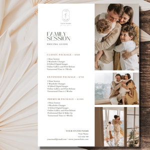 Photography Pricing Guide Template, Photography Price List, Family ...