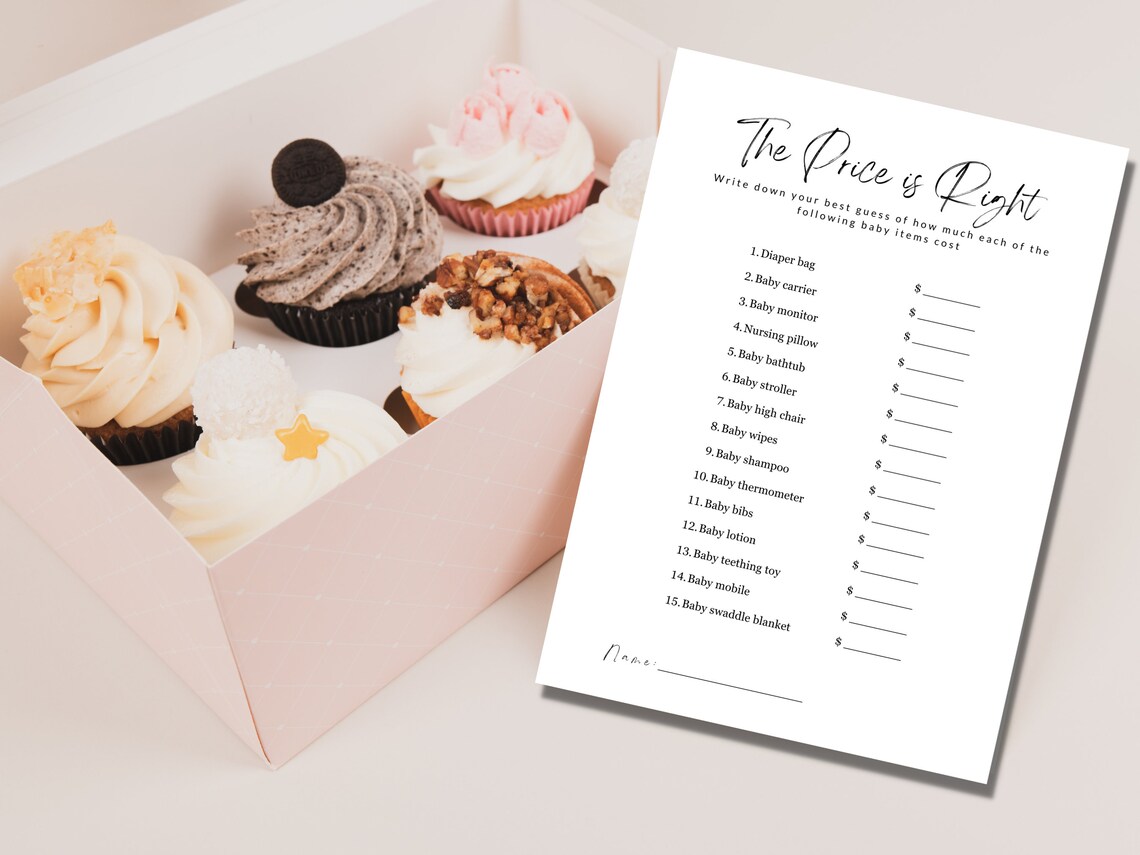 The Price is Right Baby Shower Game, Minimalist Baby Shower Game ...