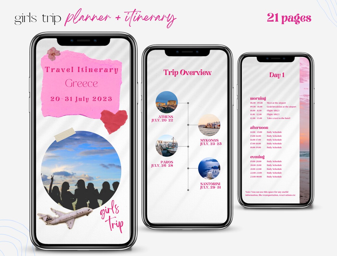 Girls Trip Itinerary Template Travel Itinerary, Weekend Itinerary ...