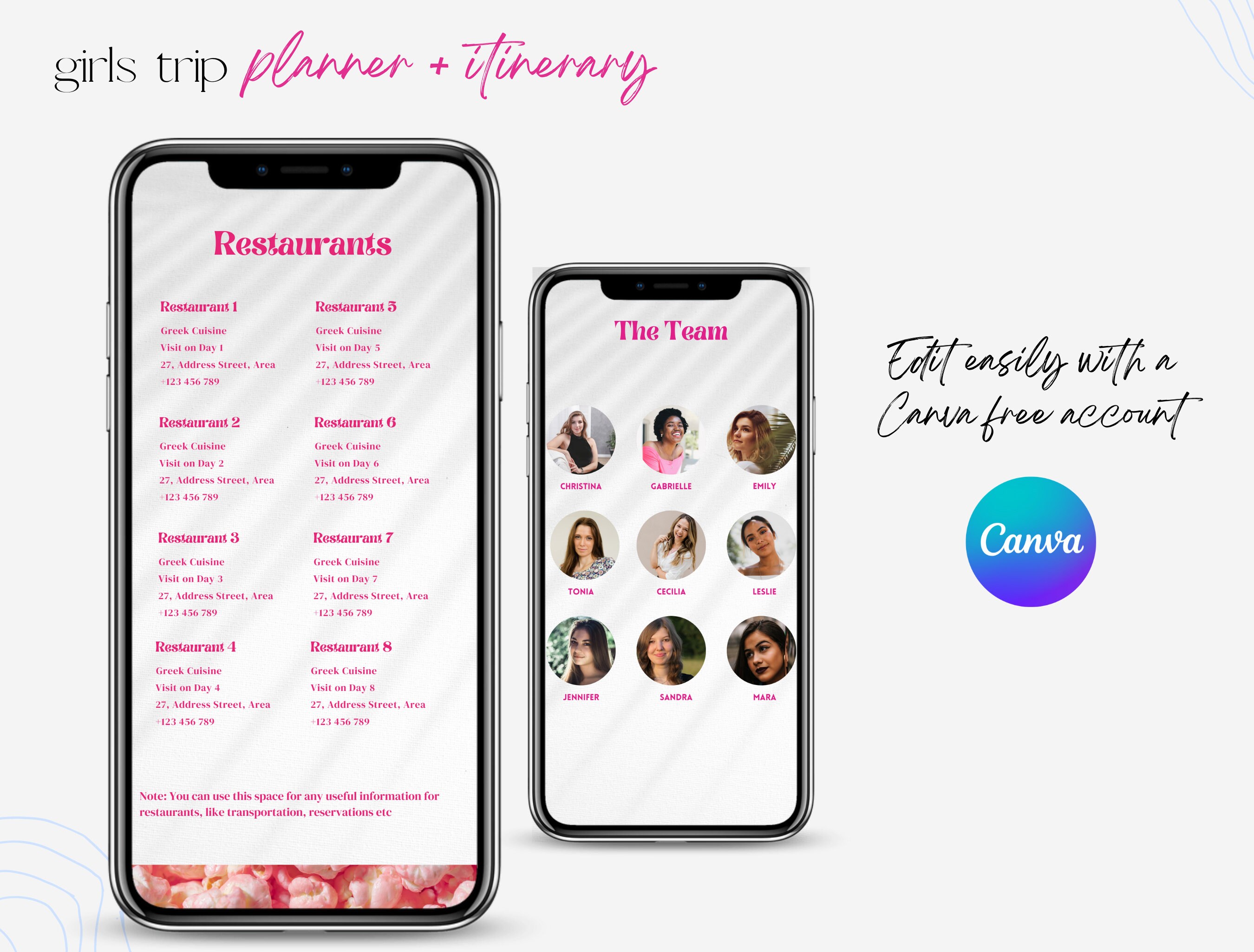Girls Trip Itinerary Template Travel Itinerary, Weekend Itinerary ...