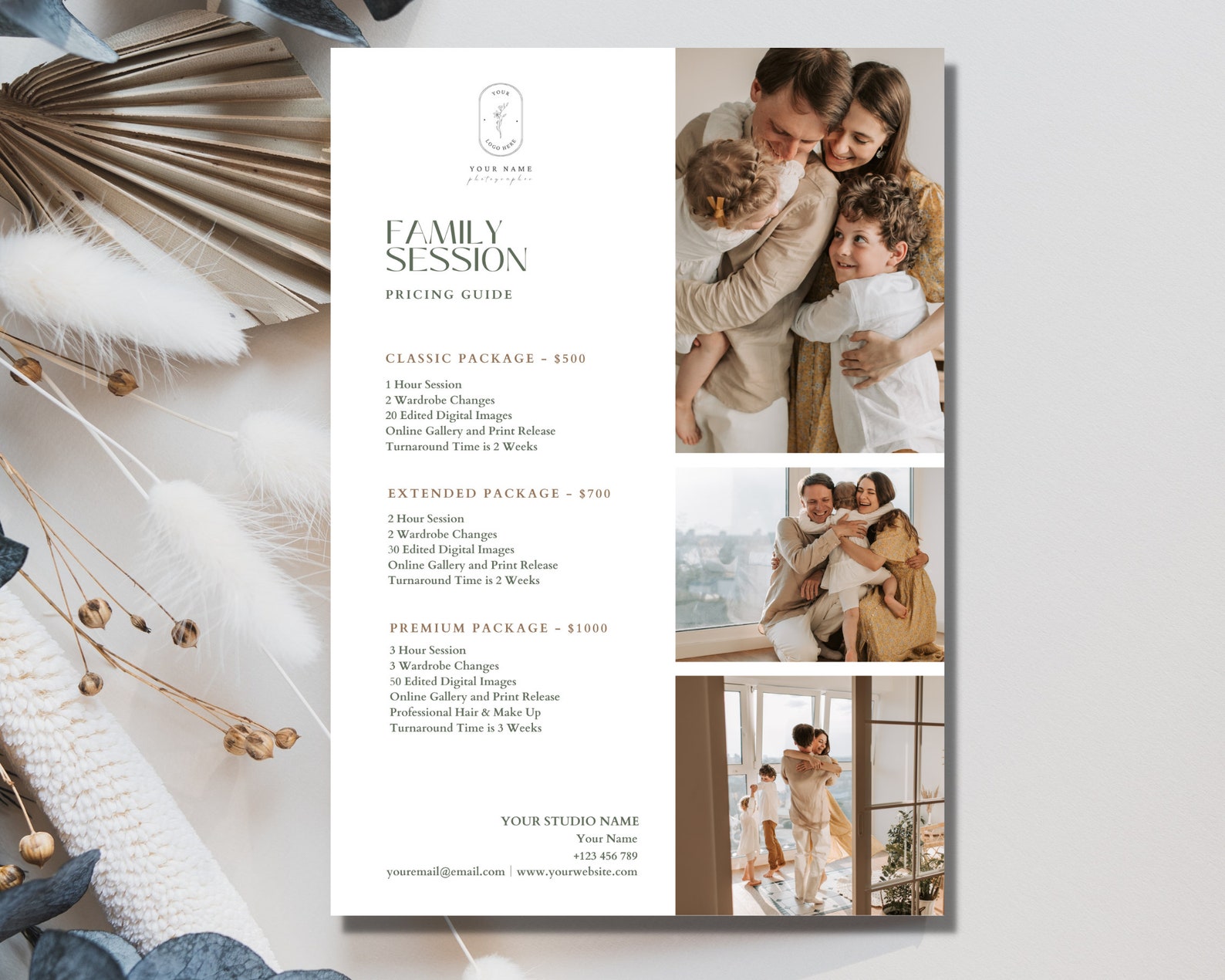 Photography Pricing Guide Template, Photography Price List, Family ...