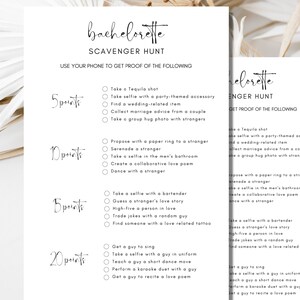Bachelorette Scavenger Hunt Template Canva Minimalist Bachelorette ...