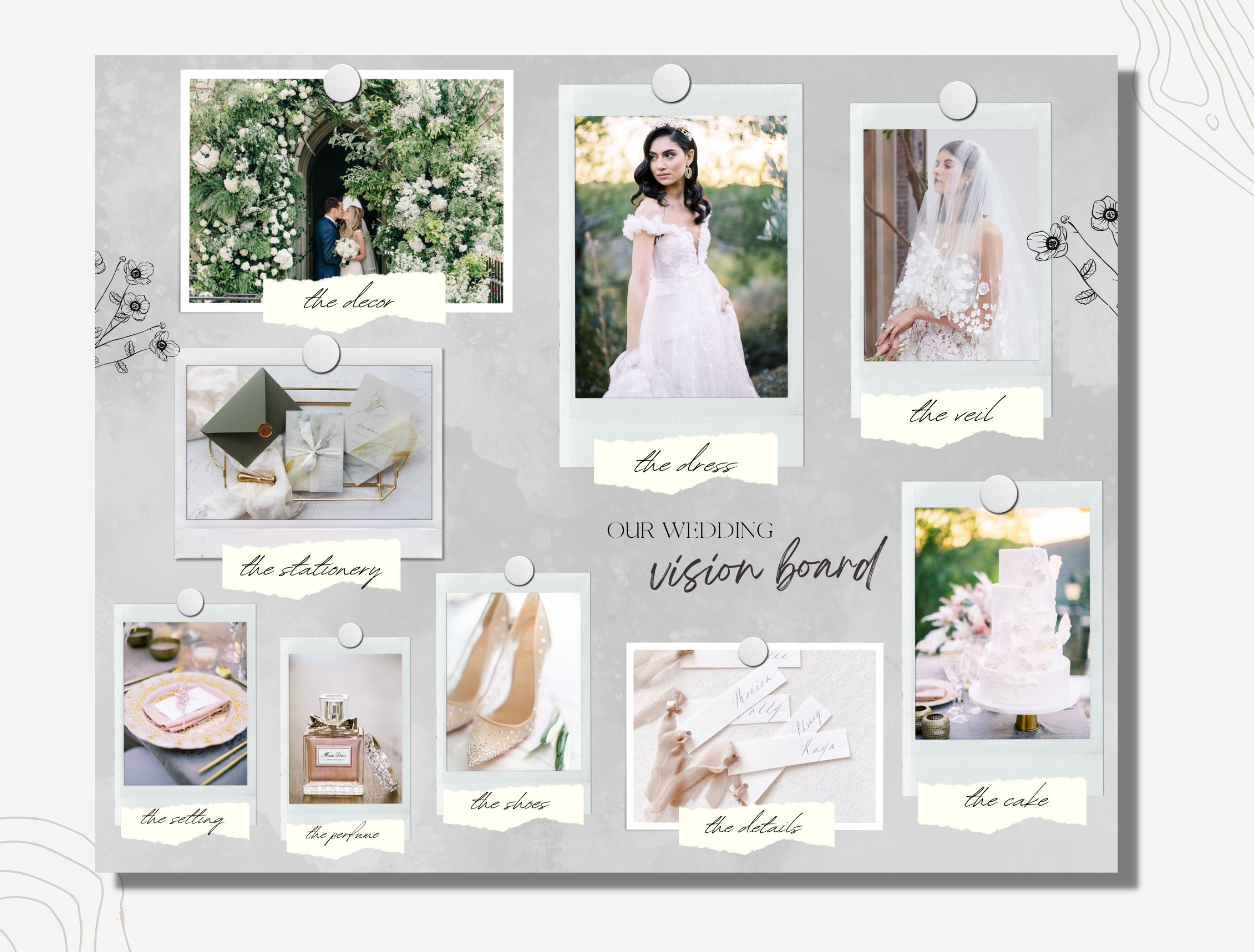 Wedding Mood Board Minimalist Wedding Vision Board to Plan Wedding ...