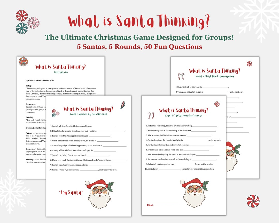 Christmas Game: What is Santa Thinking? (PDF) - Etsy