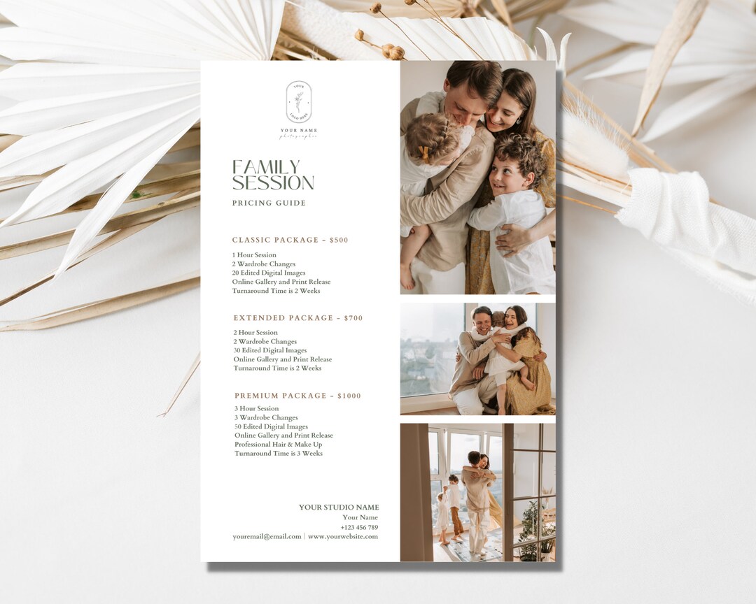 Photography Pricing Guide Template, Photography Price List, Family ...