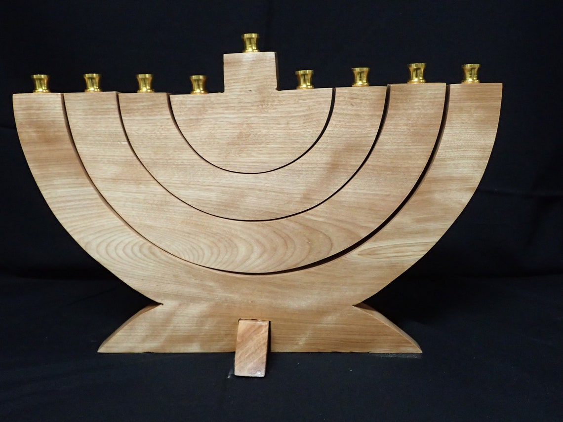 Wooden Hand Made Menorah DARK WOOD AVAILABLE - Etsy