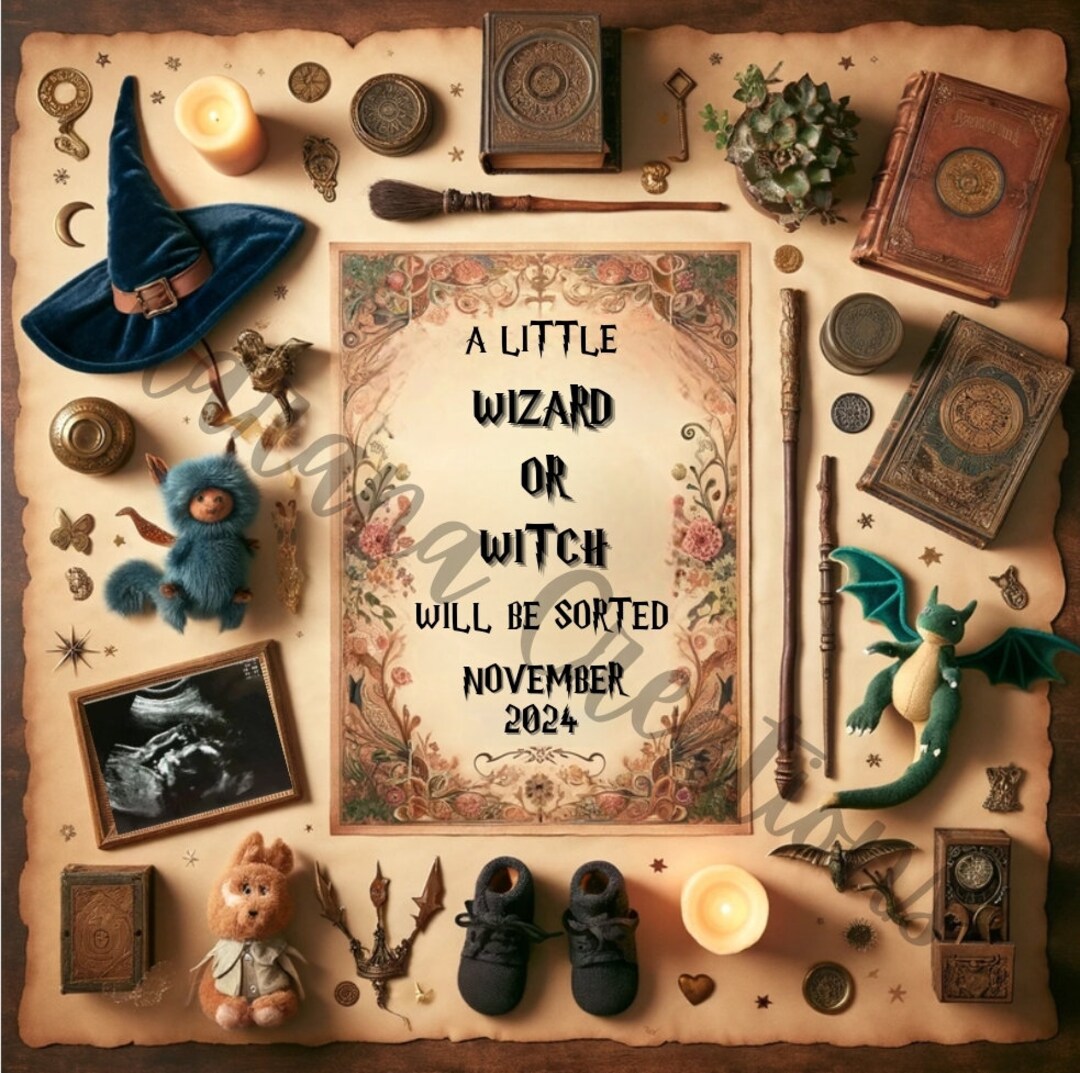 Baby Wizard Pregnancy Announcement Digital, Future Wizard Announcement ...