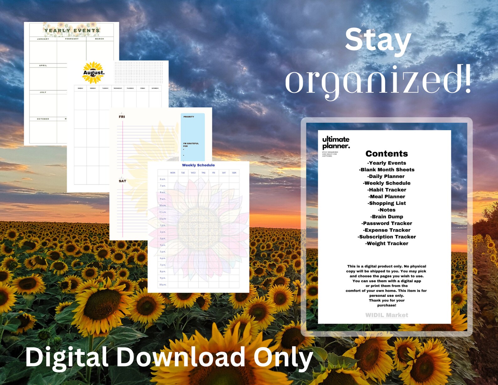 Ultimate Planner, Printable Planner, Reusable Planner, Undated Planner ...