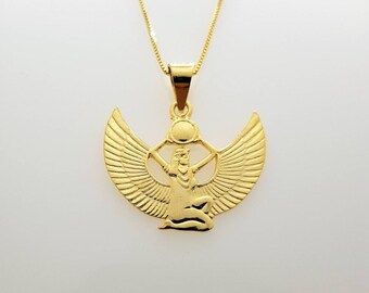 Winged Goddess Isis Pendant 14k Gold Vermeil Over Sterling | Etsy
