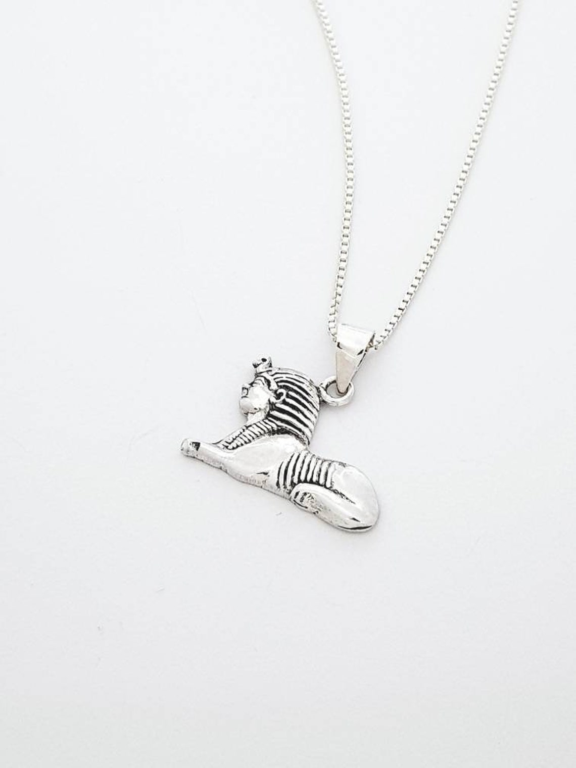 Sterling Silver Sphinx Necklace Sphinx Lion Pendant Egyptian | Etsy