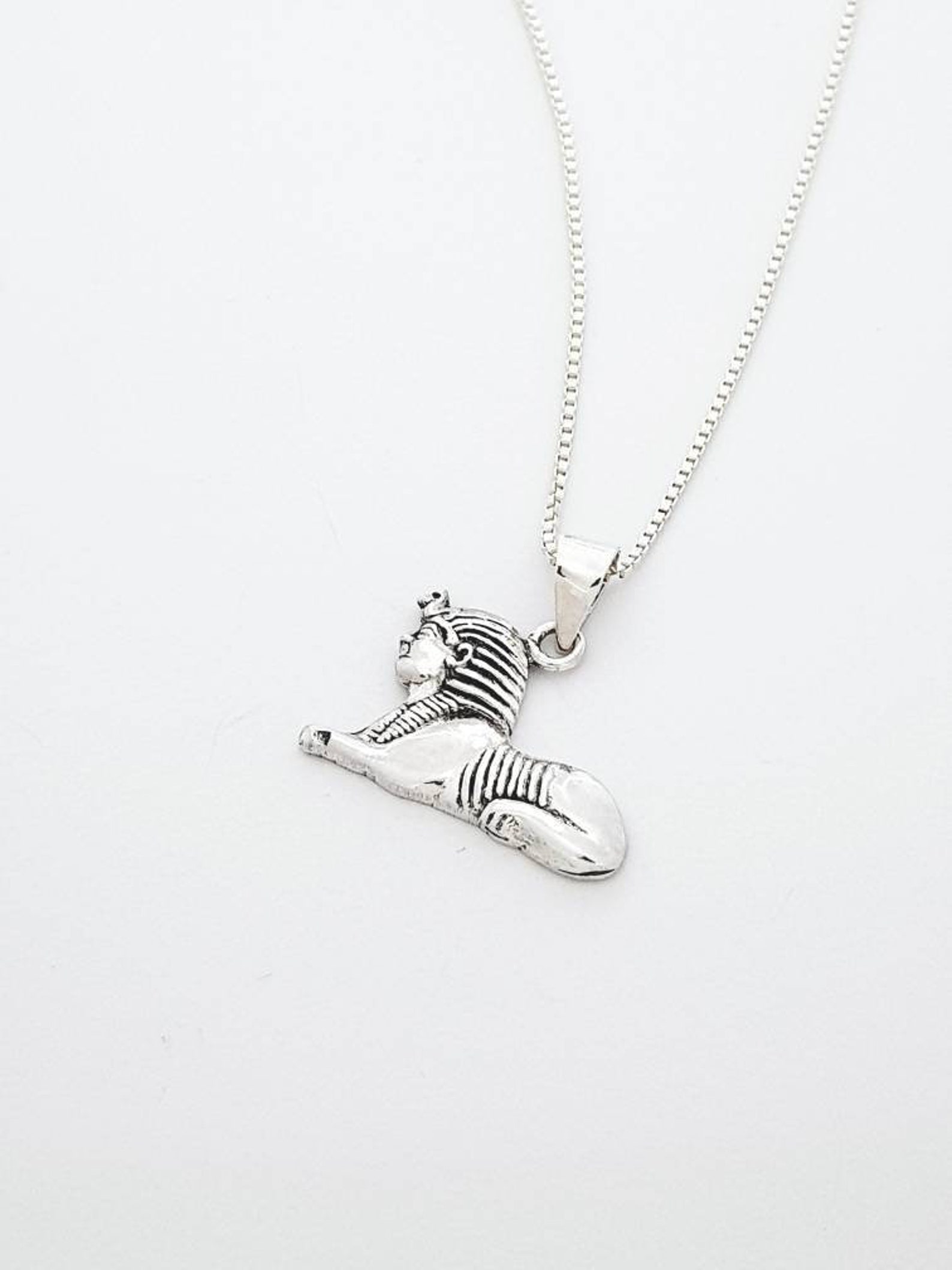 Sterling Silver Sphinx Necklace Sphinx Lion Pendant Egyptian | Etsy