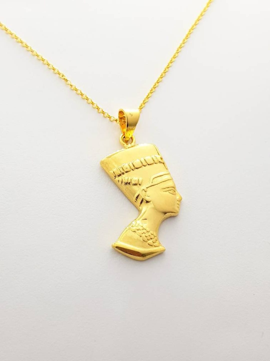 Large Gold Nefertiti Necklace, 14k Gold Vermeil Over Sterling Silver ...