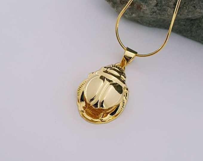 Large Gold Scarab Necklace 14k Gold Vermeil Over Sterling - Etsy