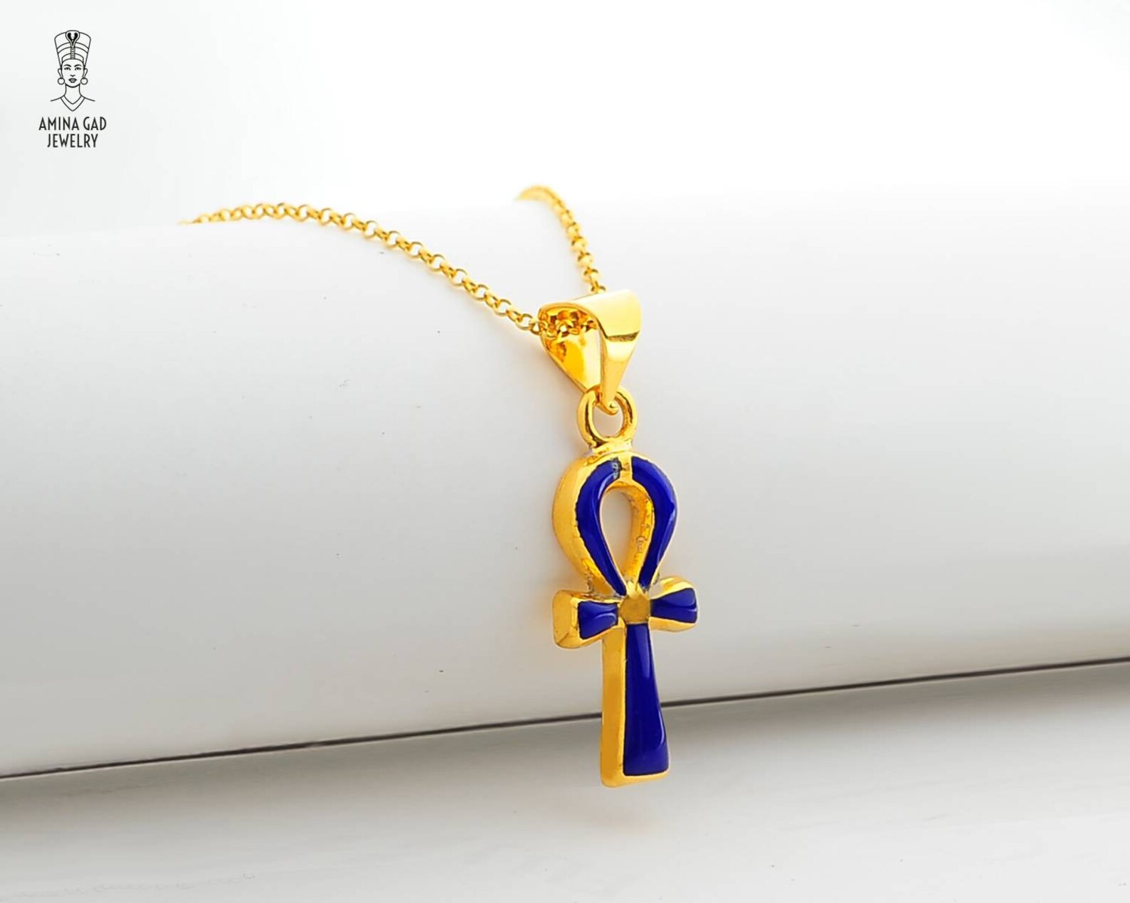 Lapis Blue Ankh Necklace 14k Gold Vermeil Over Sterling | Etsy