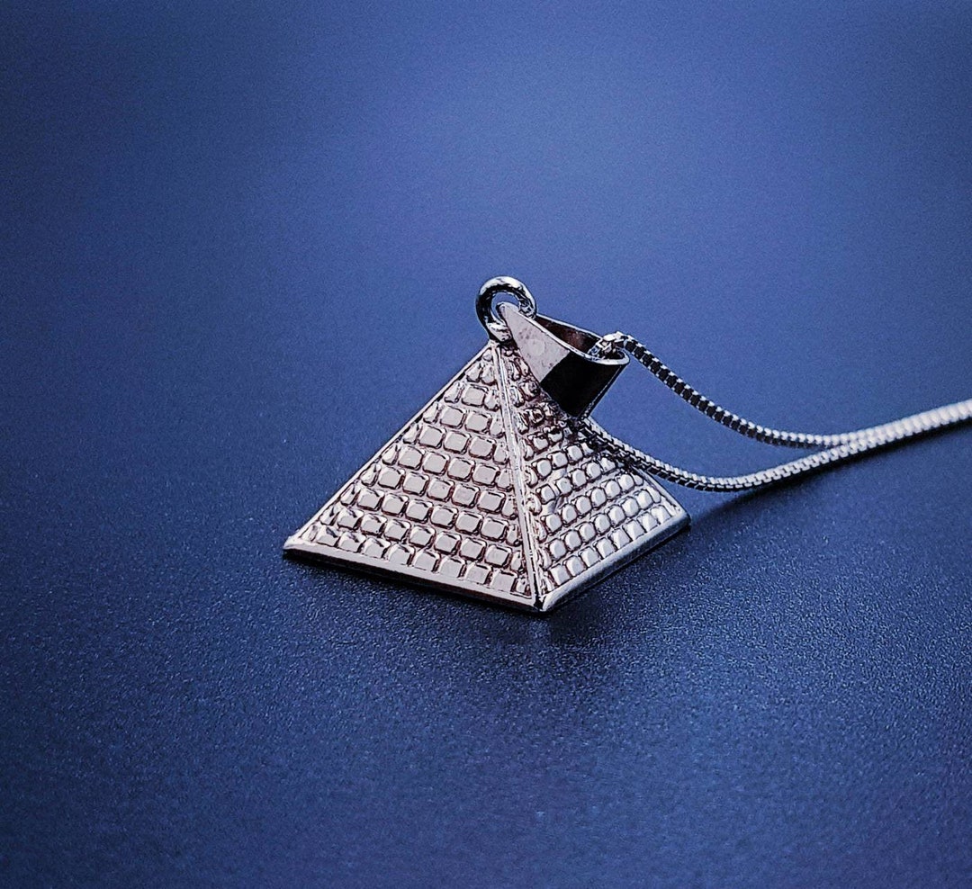 Large Egyptian Pyramid Pendant, Sterling Silver 4 Corners Giza Pyramid ...