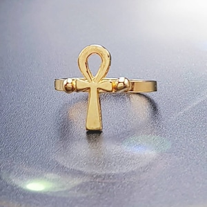 Gold Ankh Ring, 14k Gold Vermeil Over Sterling Silver Ankh Ring, Key of ...