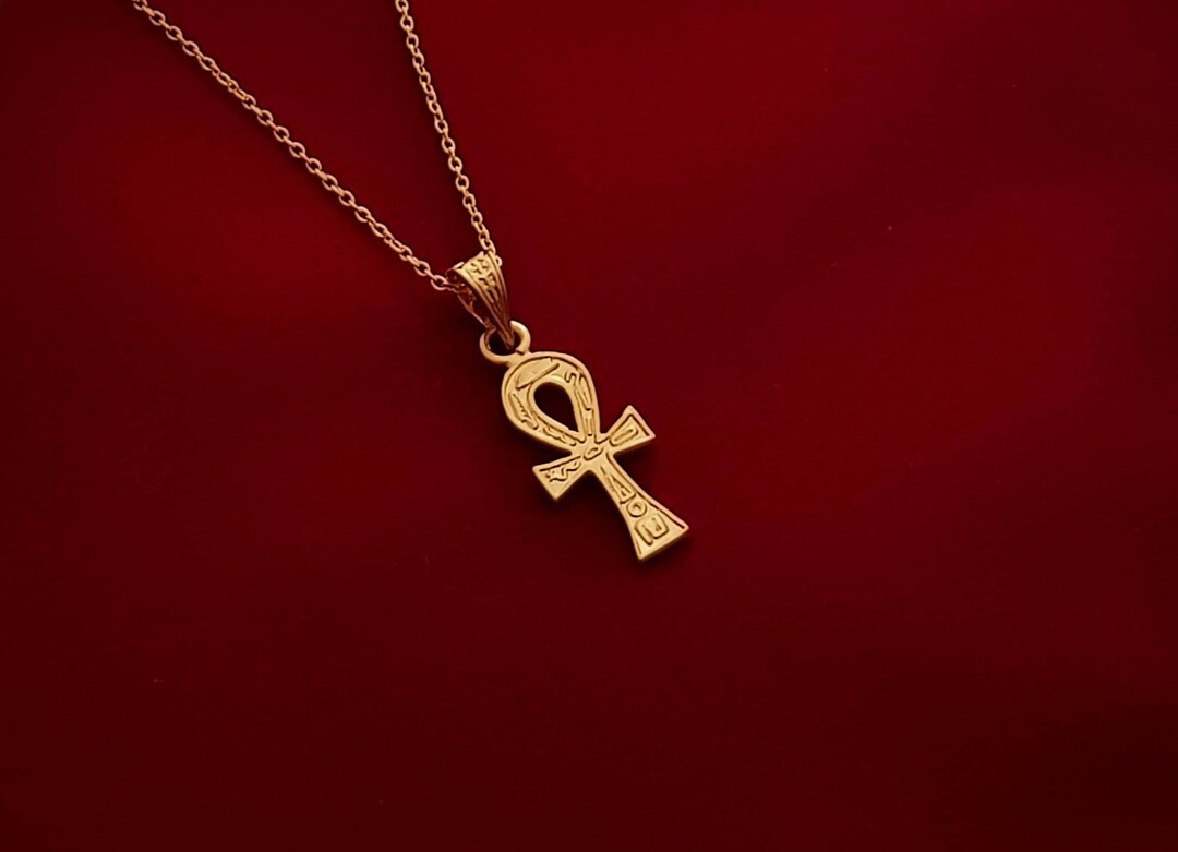 Gold Ankh Necklace, 14k Gold Vermeil Over Sterling Silver, Ankh Pendant ...