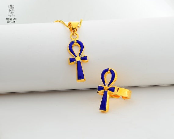 Gold Ankh Ring and Necklace Ankh Set 14k Gold Vermeil over | Etsy