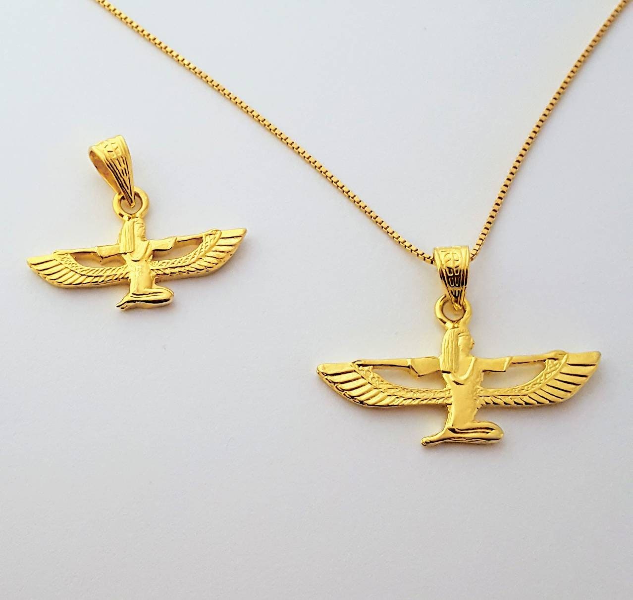 Small Goddess Isis Gold Pendant 14k Gold Vermeil Over - Etsy