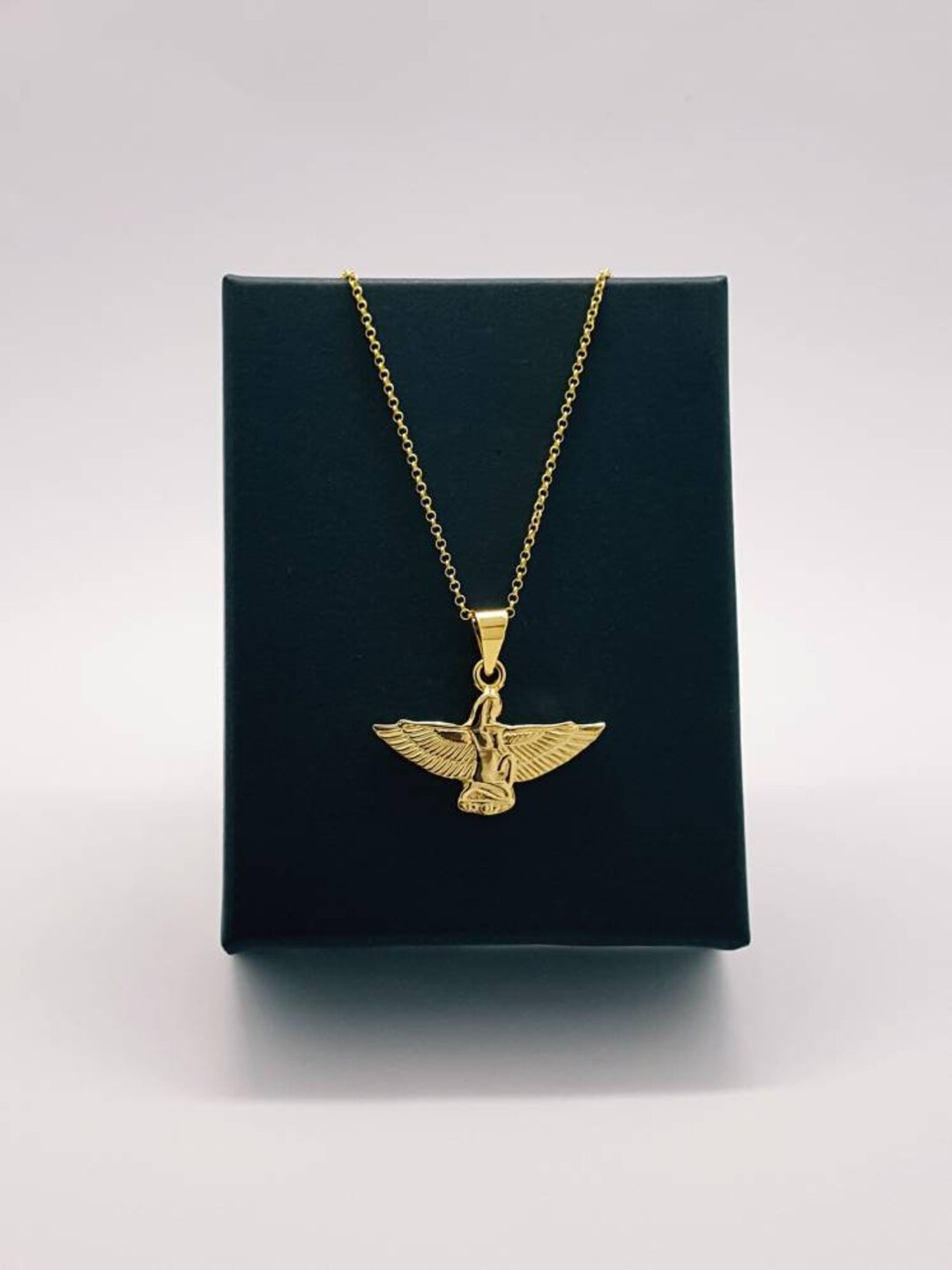 Small Gold Isis Necklace, 14k Gold Vermeil Over Sterling Silver, Winged ...