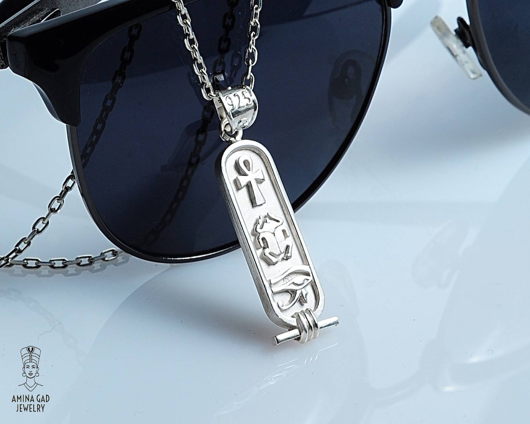 Cartouche Necklace, Sterling Silver Cartouche Necklace, Cartouche ...