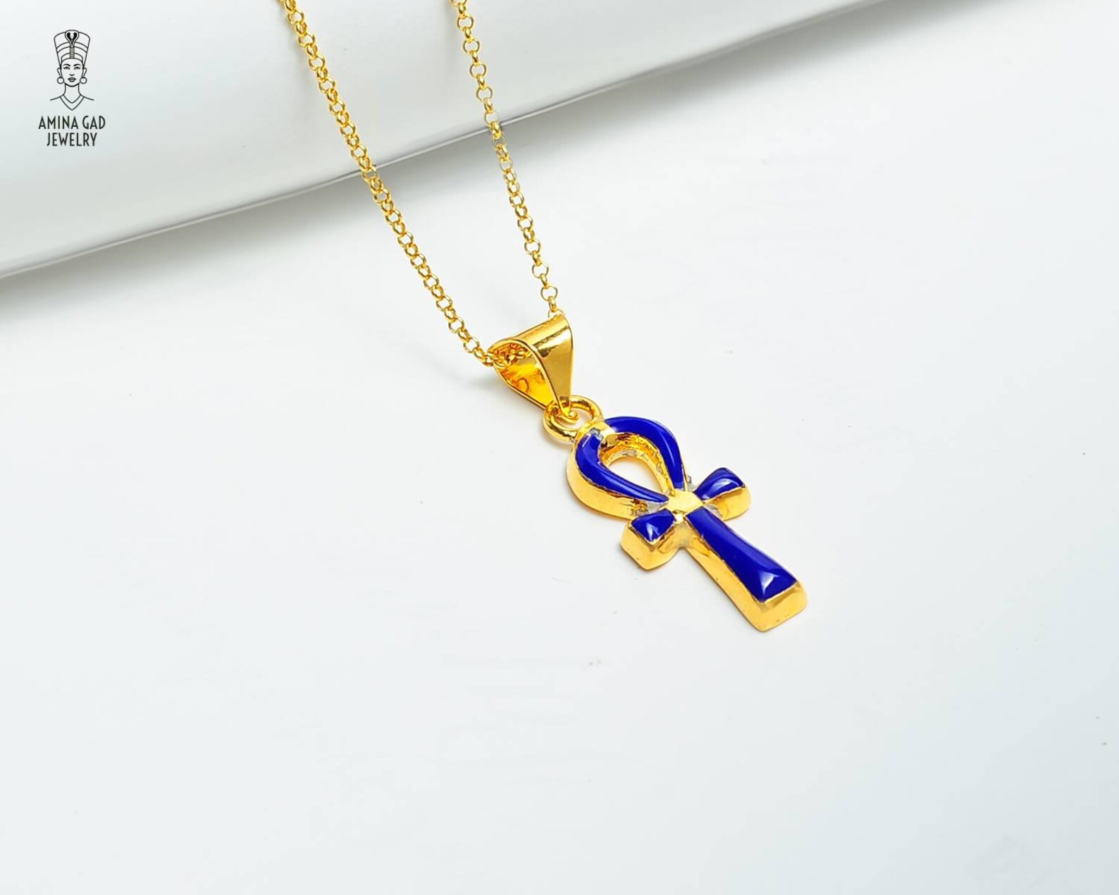 Lapis Blue Ankh Necklace 14k Gold Vermeil Over Sterling | Etsy