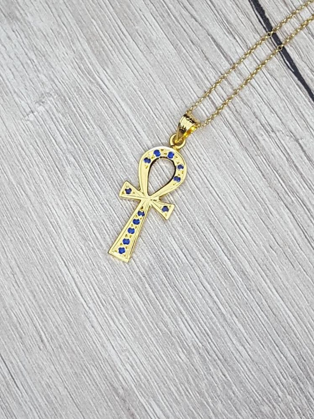 Large Gold Ankh Necklace, 14k Gold Vermeil Over Sterling Silver, Ankh ...