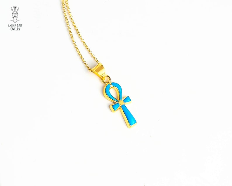 Turquoise Ankh Necklace, 14k Gold Vermeil Over Sterling Silver, Ankh ...