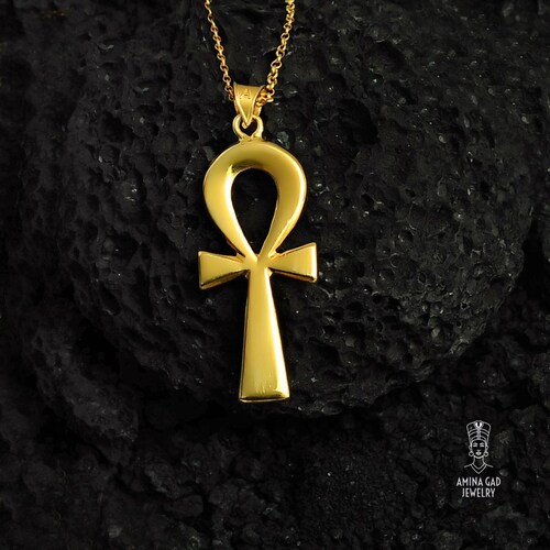 18k Solid Gold Ankh Pendant Egyptian Key of Life Ankh Charm | Etsy