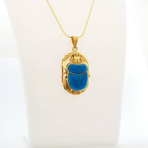 Turquoise Scarab Pendant: 14k Gold Vermeil Egyptian Beetle Necklace - Etsy
