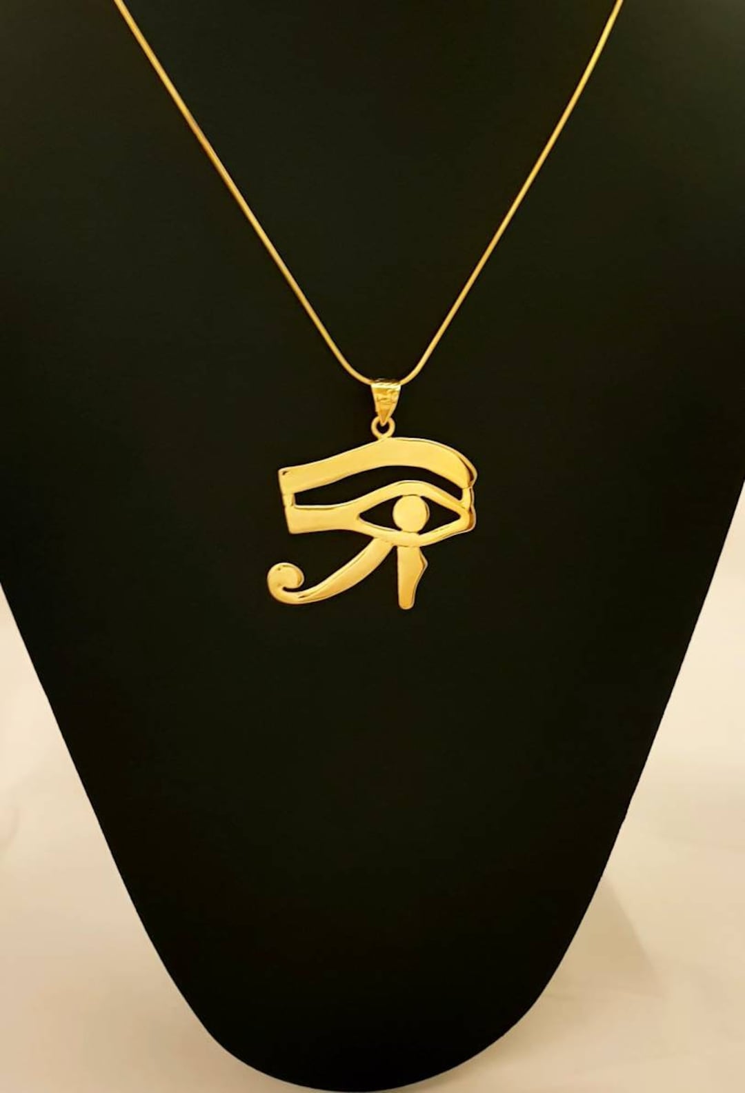 Gold Horus Eye Necklace: 14k Vermeil Sterling Silver Egyptian Pendant ...