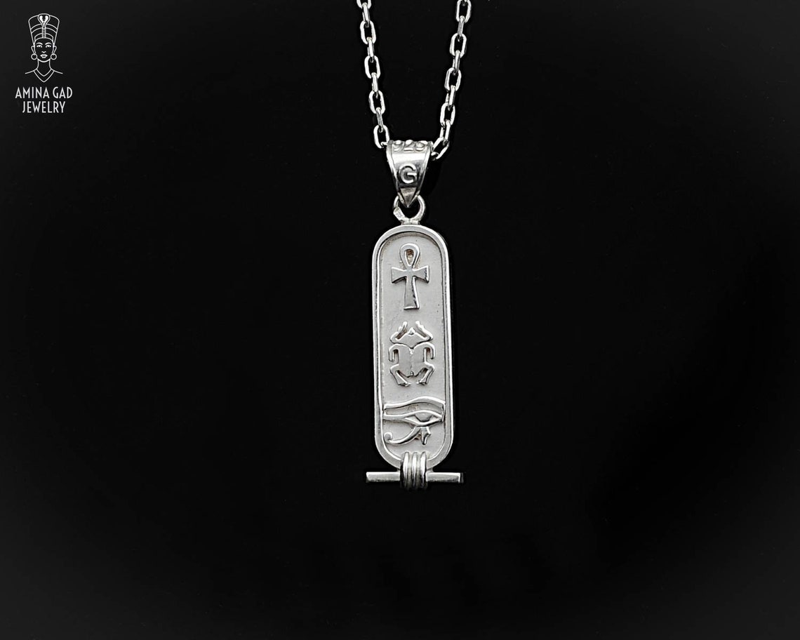 Doublesided Cartouche Name Necklace, Sterling Silver Cartouche, Ancient ...