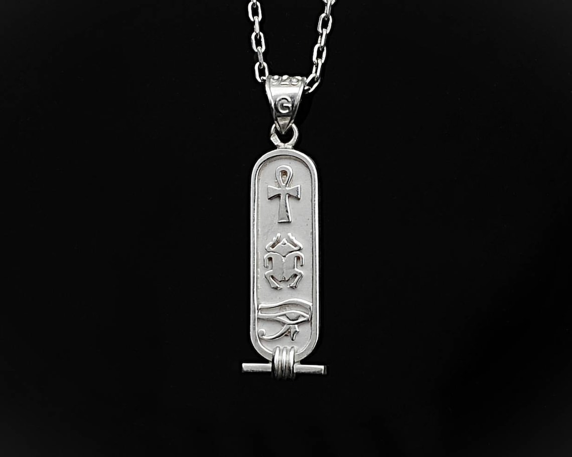 Doublesided Cartouche Name Necklace, Sterling Silver Cartouche, Ancient ...