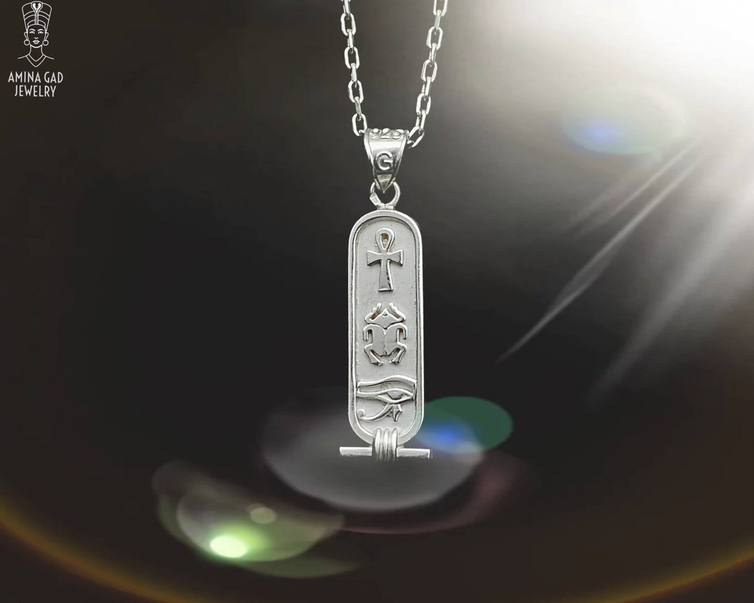 Doublesided Cartouche Name Necklace, Sterling Silver Cartouche, Ancient ...