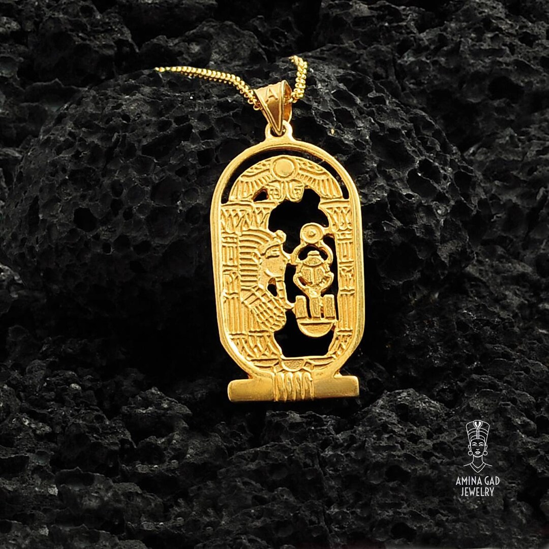Gold King Tut Necklace, 14k Gold Over Sterling Silver, Tutankhamun ...
